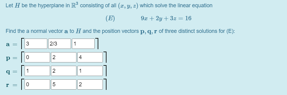 Solved Let H be the hyperplane in R3 consisting of all (2, | Chegg.com