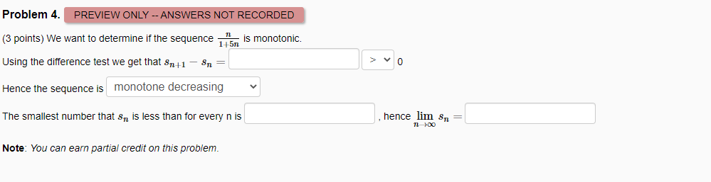 Solved Problem 4. PREVIEW ONLY -- ANSWERS NOT RECORDED (3 | Chegg.com