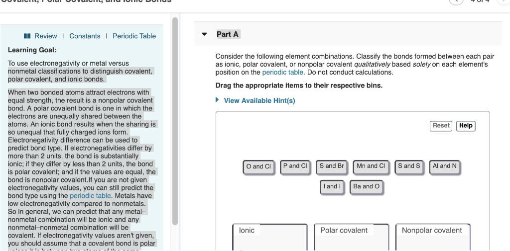 Solved Part A Review Constants Periodic Table Learning Goal: | Chegg.com