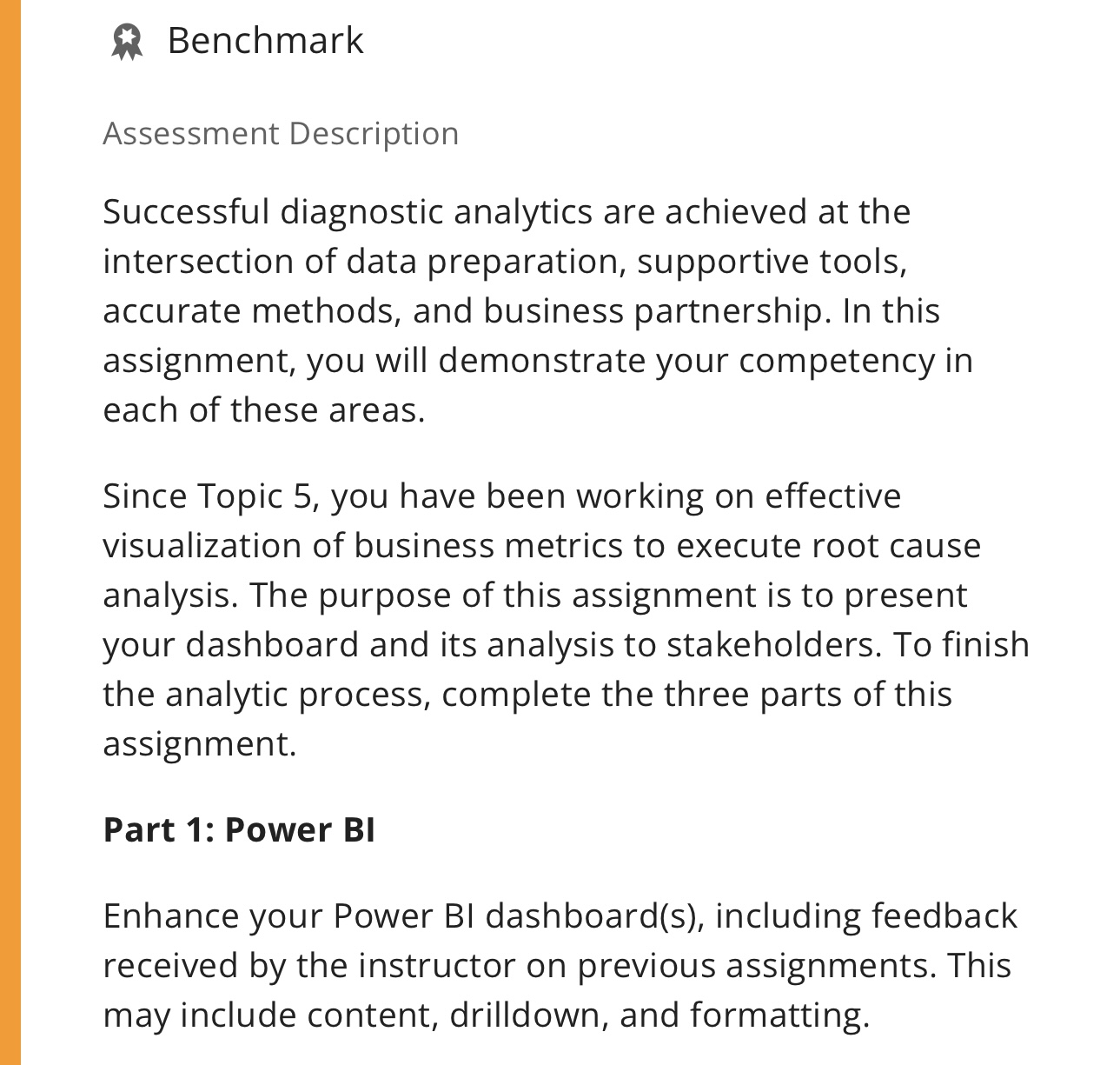 Solved Assessment DescriptionSuccessful diagnostic analytics | Chegg.com