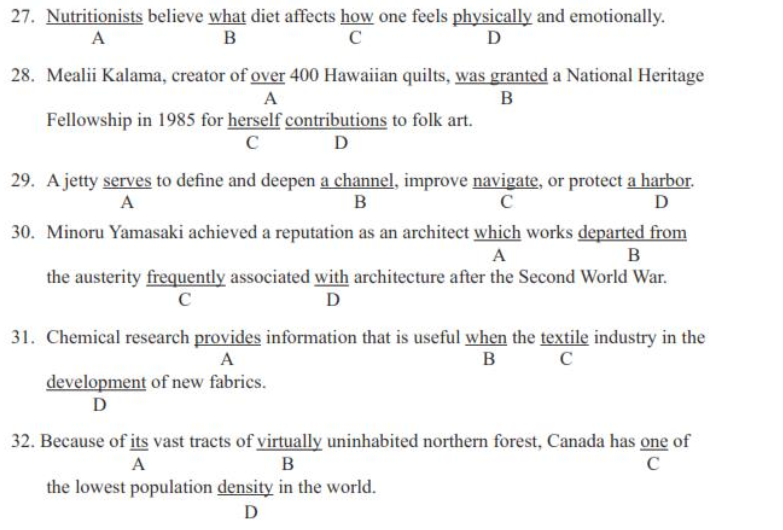 Solved In this question, each sentence has underlined words | Chegg.com