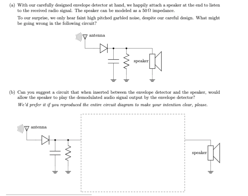 (a) With our carefully designed envelope detector at | Chegg.com