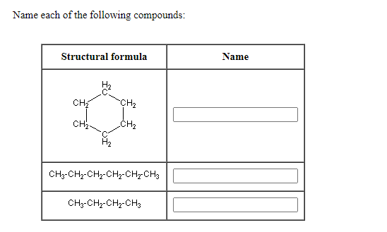 Solved Name each of the following compounds: Structural | Chegg.com