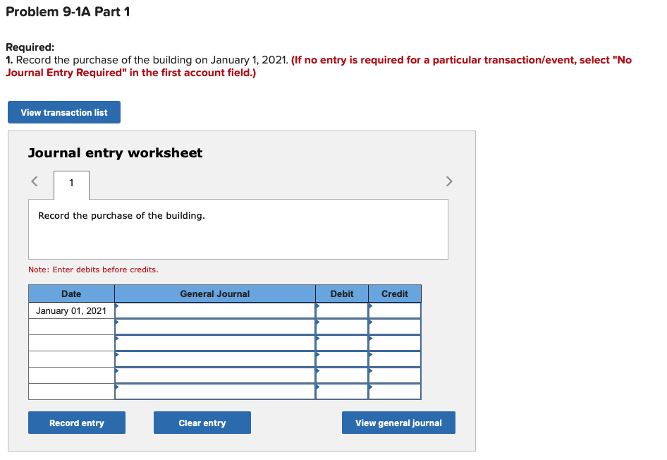 Solved Required information Problem 9-1A Record and analyze | Chegg.com