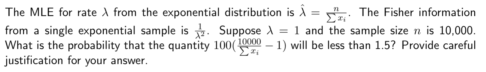 Solved The MLE for rate from the exponential distribution is | Chegg.com