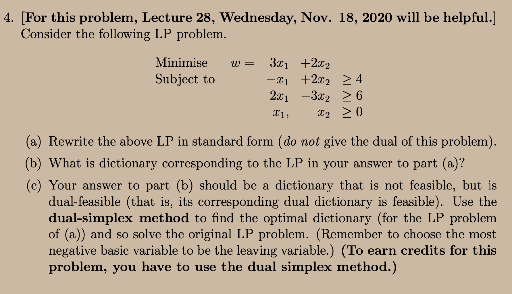 Solved 4. [For this problem, Lecture 28, Wednesday, Nov. 18, | Chegg.com