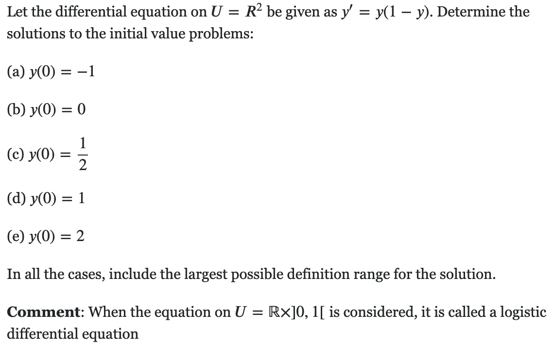 Solved Let the differential equation on U = RP be given as | Chegg.com