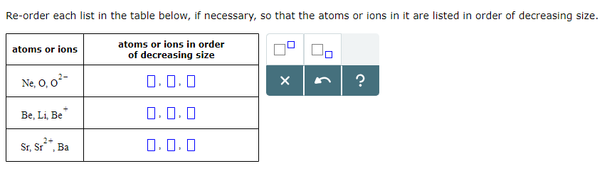 Solved Re-order each list in the table below, if necessary, | Chegg.com