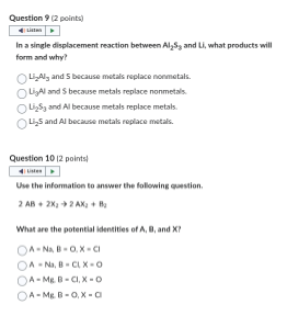 Solved Use the information to answer the following question. | Chegg.com