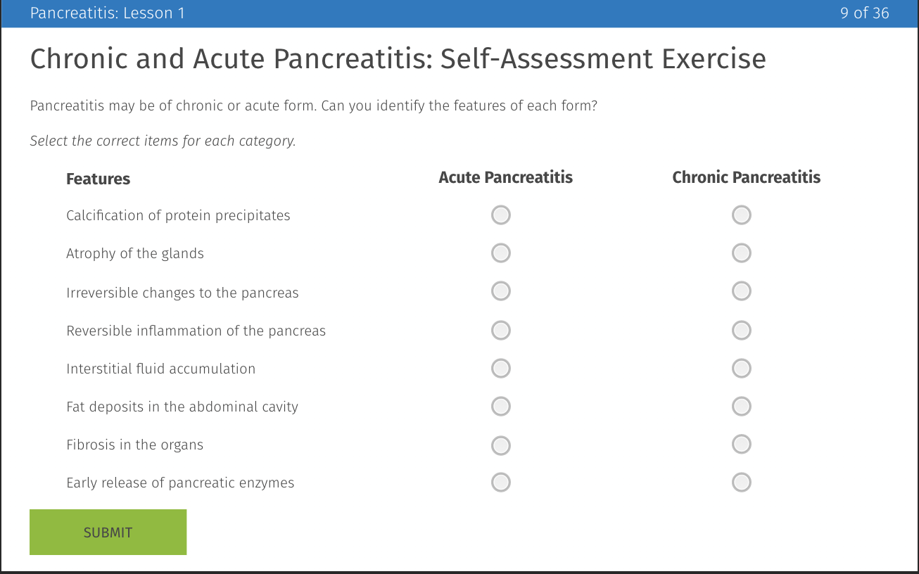 Solved Pancreatitis: Lesson 1 9 of 36 Chronic and Acute | Chegg.com