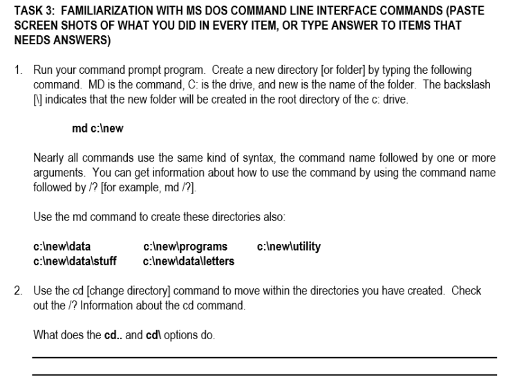 Solved Task 3 Familiarization With Ms Dos Command Line 1129