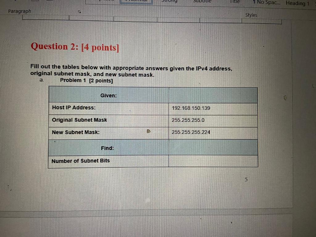 Solved Fill out the tables below with appropriate answers | Chegg.com