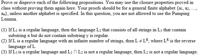 Solved Prove or disprove each of the following propositions. | Chegg.com