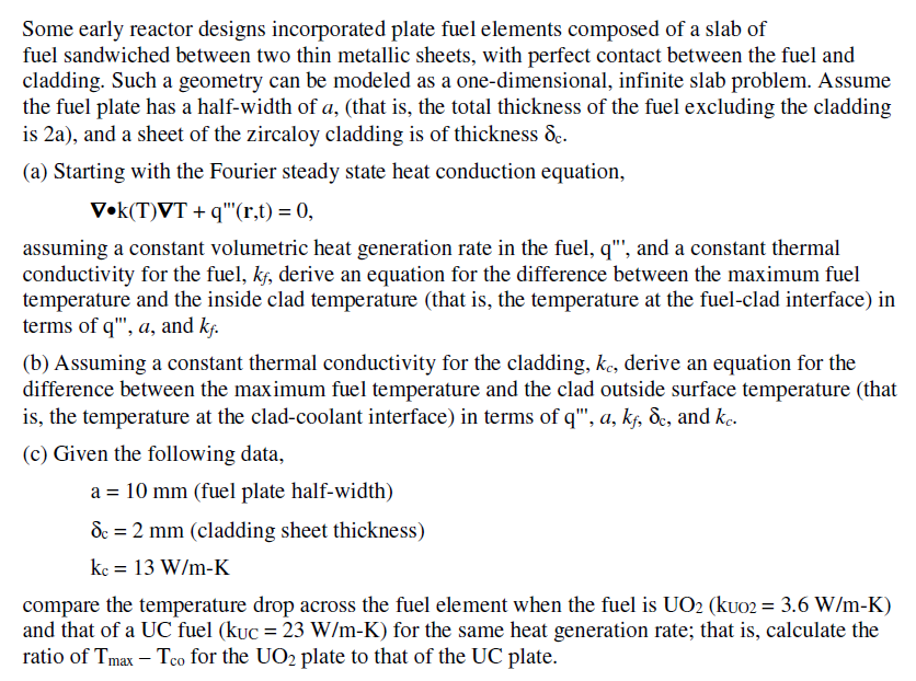 Solved Some early reactor designs incorporated plate fuel | Chegg.com