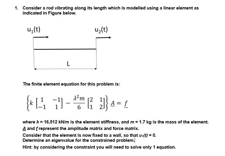 Solved 1. Consider a rod vibrating along its length which is | Chegg.com