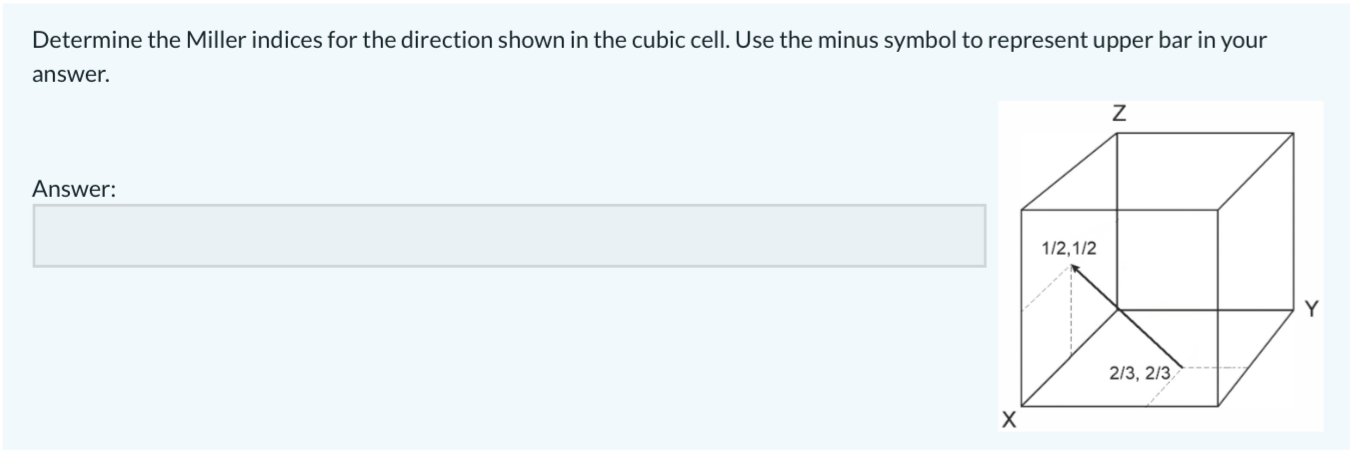 Solved Determine the Miller indices for the direction shown | Chegg.com