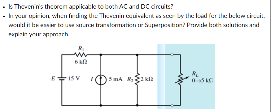 Solved - Is Thevenin's theorem applicable to both AC and DC | Chegg.com