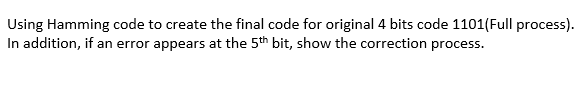 Using Hamming code to create the final code for | Chegg.com