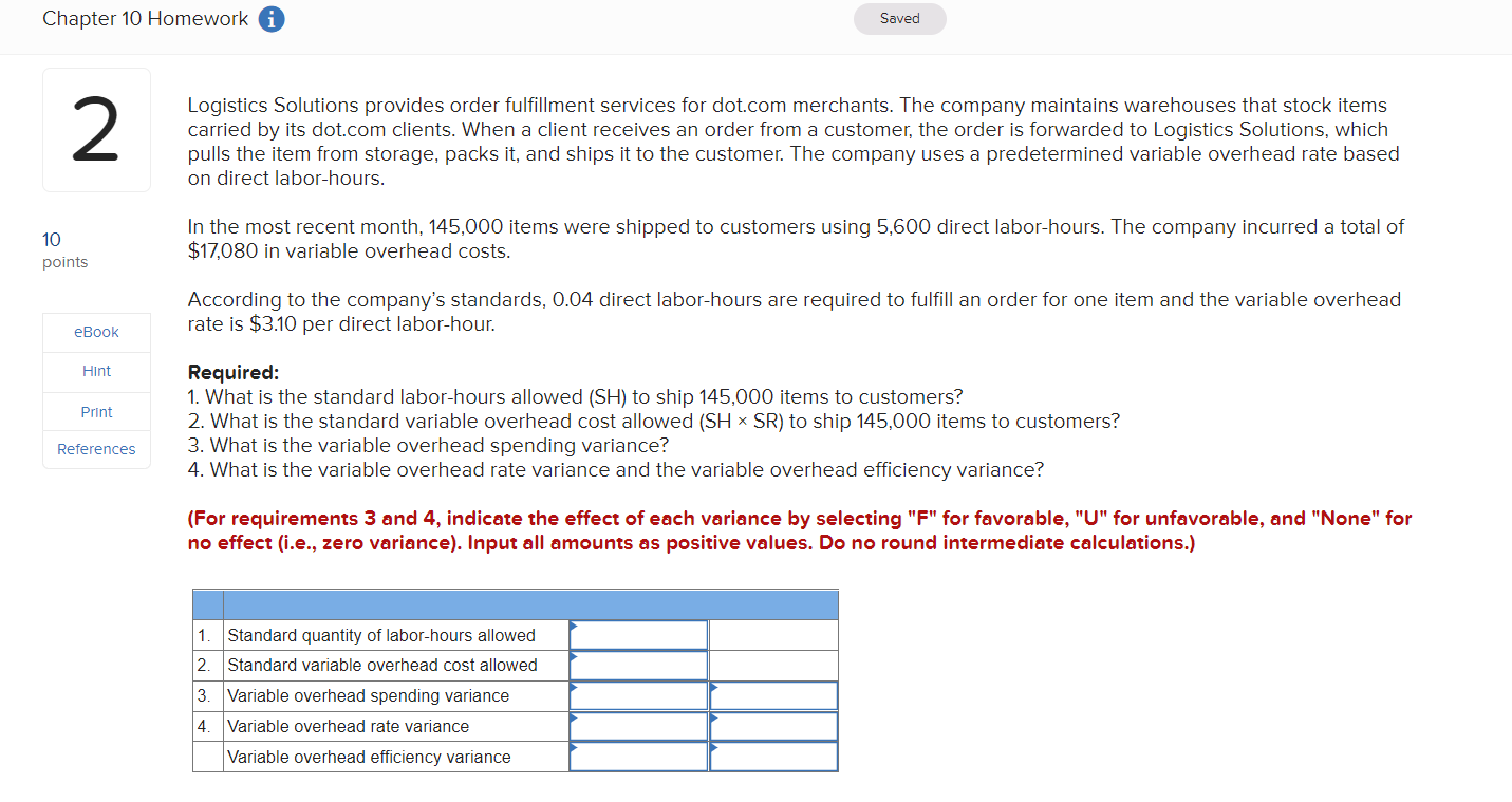 Solved Logistics Solutions provides order fulfillment | Chegg.com