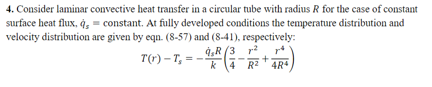 Solved 4. Consider laminar convective heat transfer in a | Chegg.com