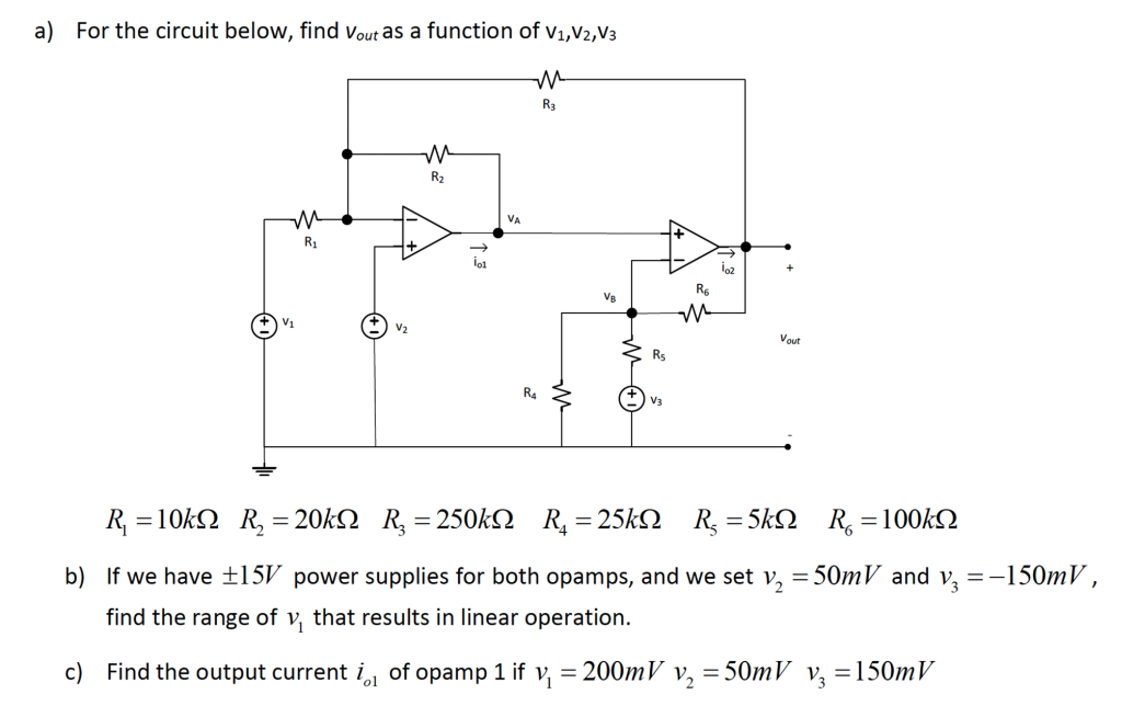 Solved a) For the circuit below, find Vout as a function of | Chegg.com