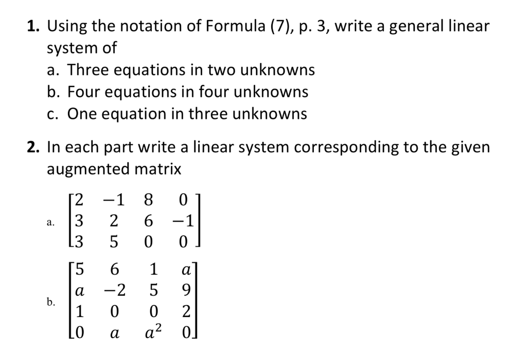 Solved 1. Using the notation of Formula (7), p. 3, write a | Chegg.com
