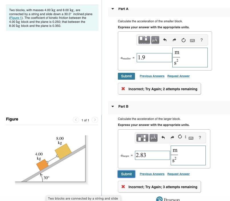 Solved Part A Two blocks, with masses 4.00 kg and 8.00 kg, | Chegg.com