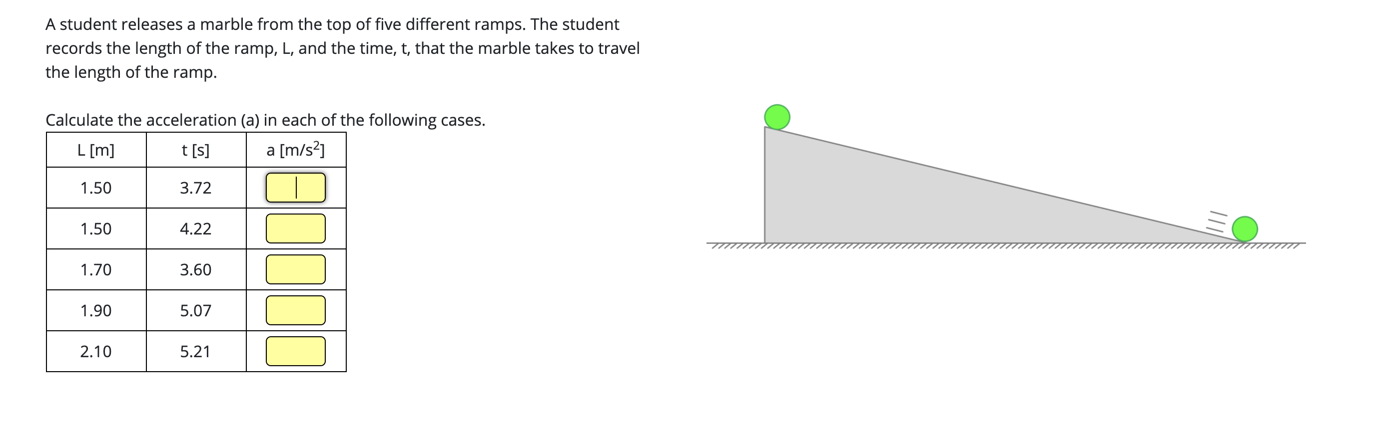 Solved A student releases a marble from the top of five | Chegg.com