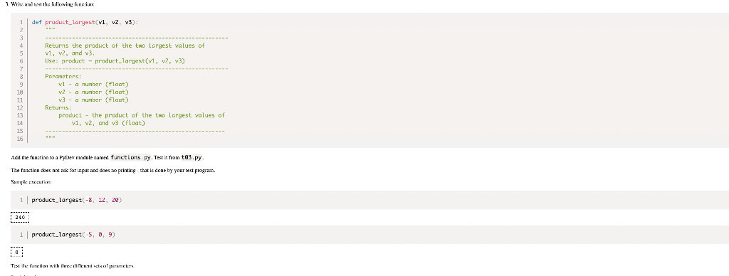 Solved 3. Write and test the following function: def product | Chegg.com