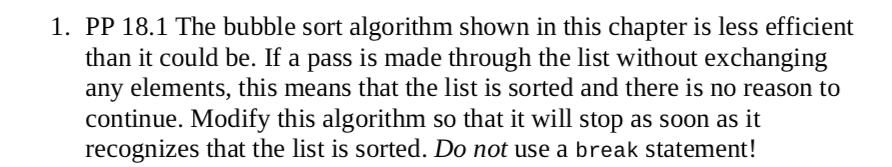 Solved 1. PP 18.1 The bubble sort algorithm shown in this | Chegg.com