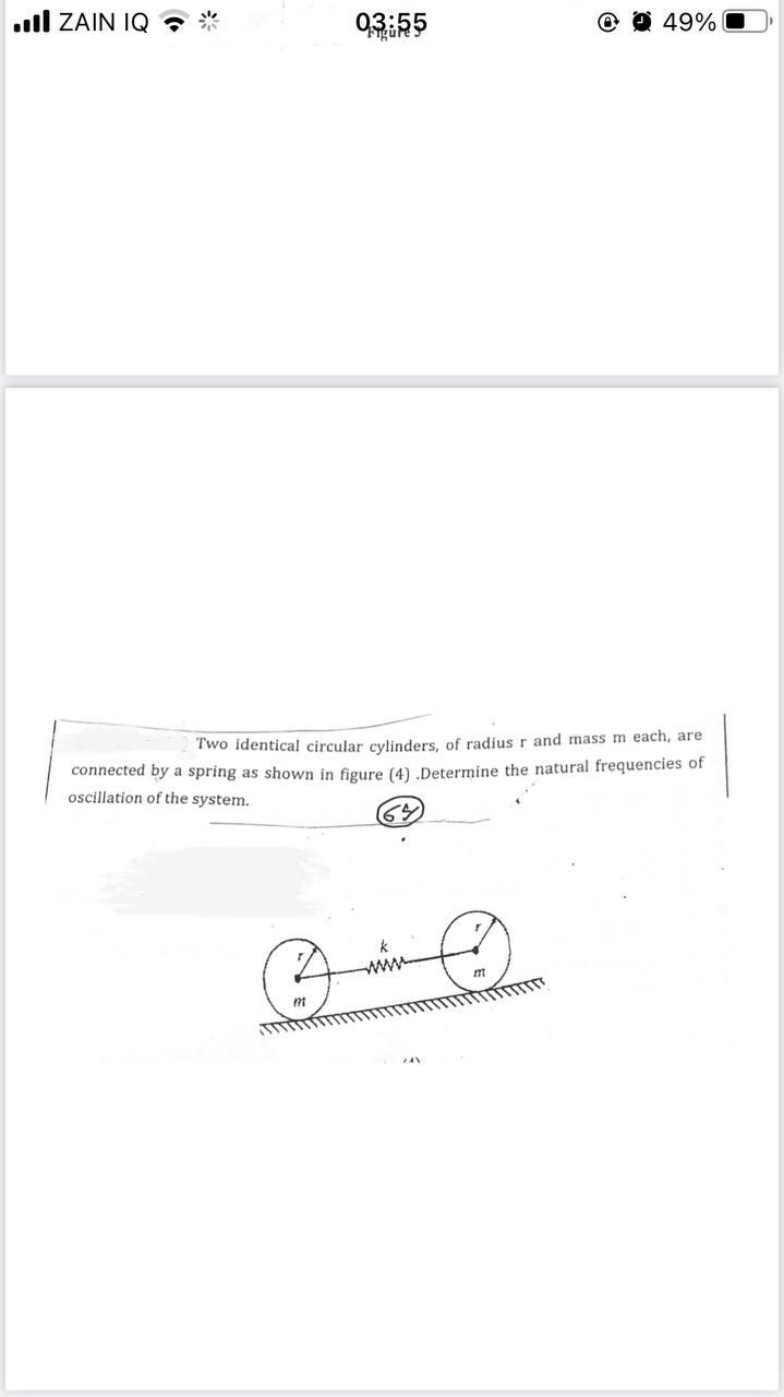 .. ZAIN IQ * 03:55 49% Two identical circular | Chegg.com