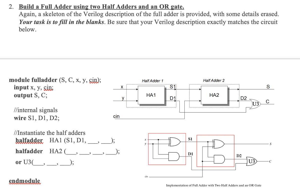 Full Adder Circuit Using 2 Half Adders