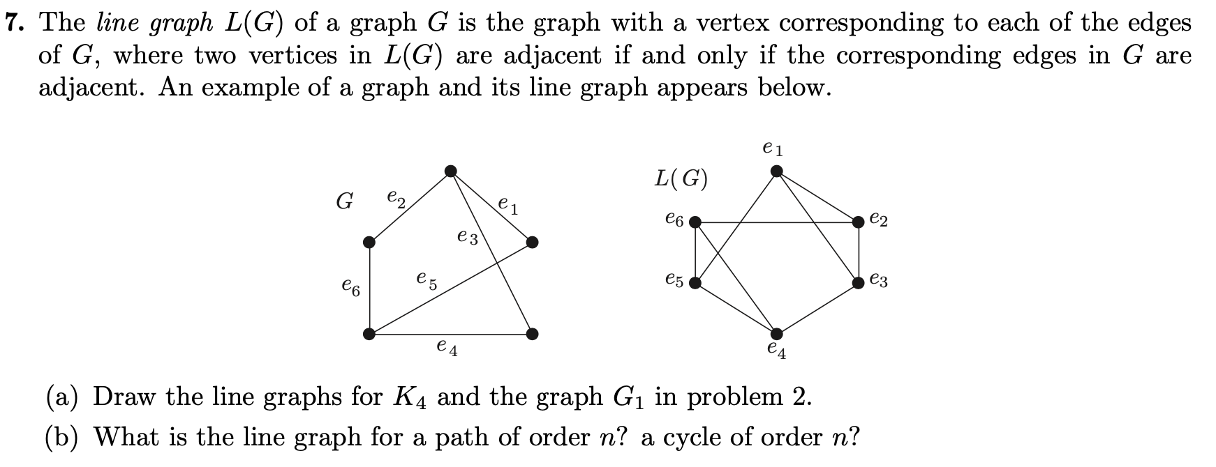 Solved 7. The line graph L(G) of a graph G is the graph with | Chegg.com