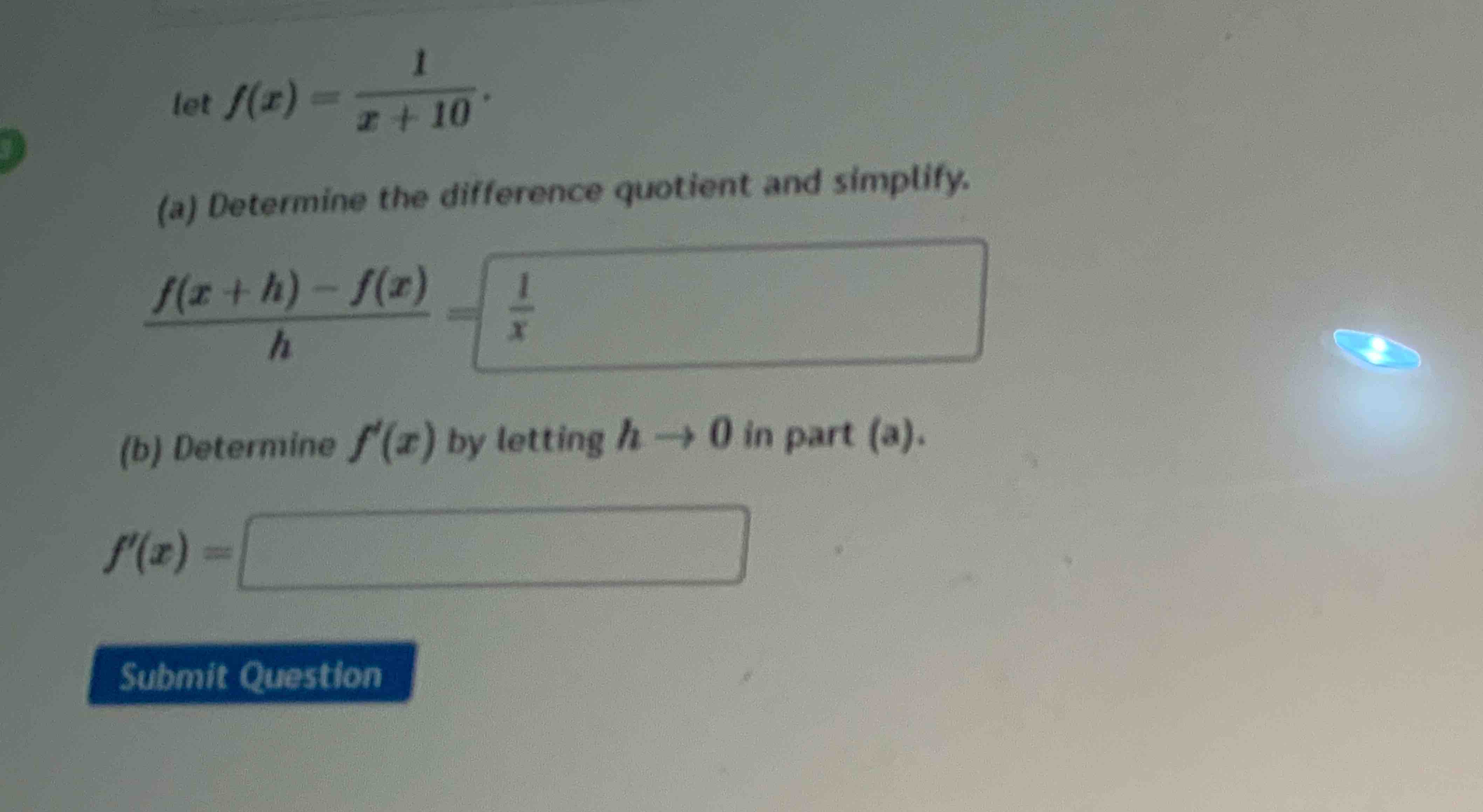 Solved letf(x)=1x+10(a) Determine the difference quotient | Chegg.com Solved letf(x)=1x+10(a) Determine the difference quotient | Chegg.com