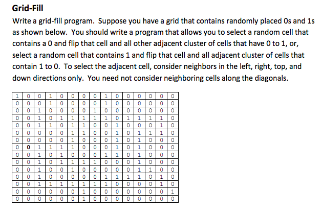 Solved Grid-Fill Write a grid-fill program. Suppose you have | Chegg.com