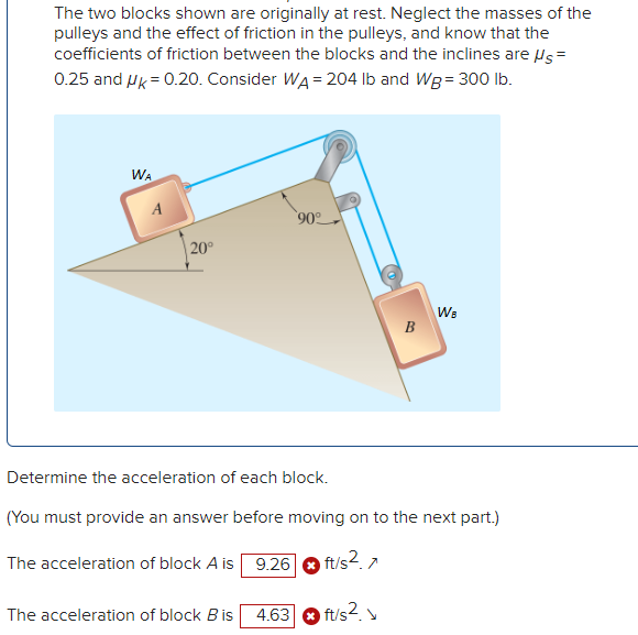 Solved The two blocks shown are originally at rest. Neglect | Chegg.com