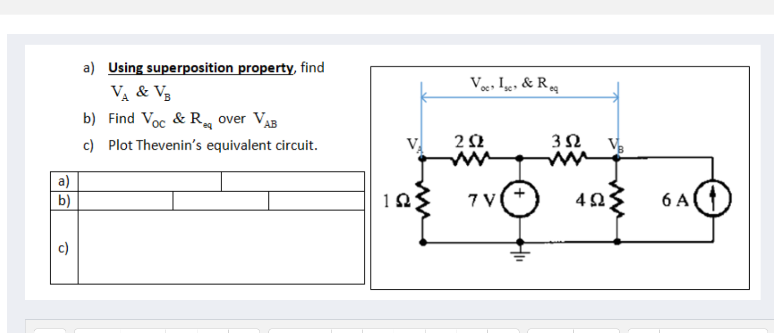 Solved V, I., &R a) Using superposition property, find VA & | Chegg.com