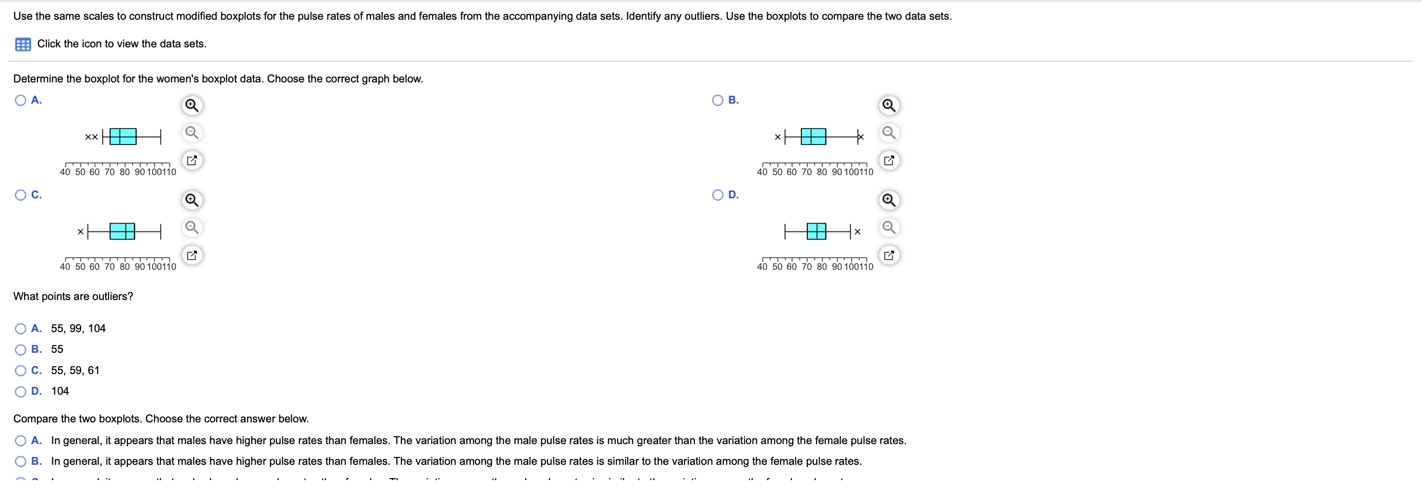 Solved Use the same scales to construct modified boxplots | Chegg.com