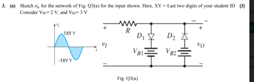 Solved 3. (a) Sketch v, for the network of Fig. Q3(a) for | Chegg.com