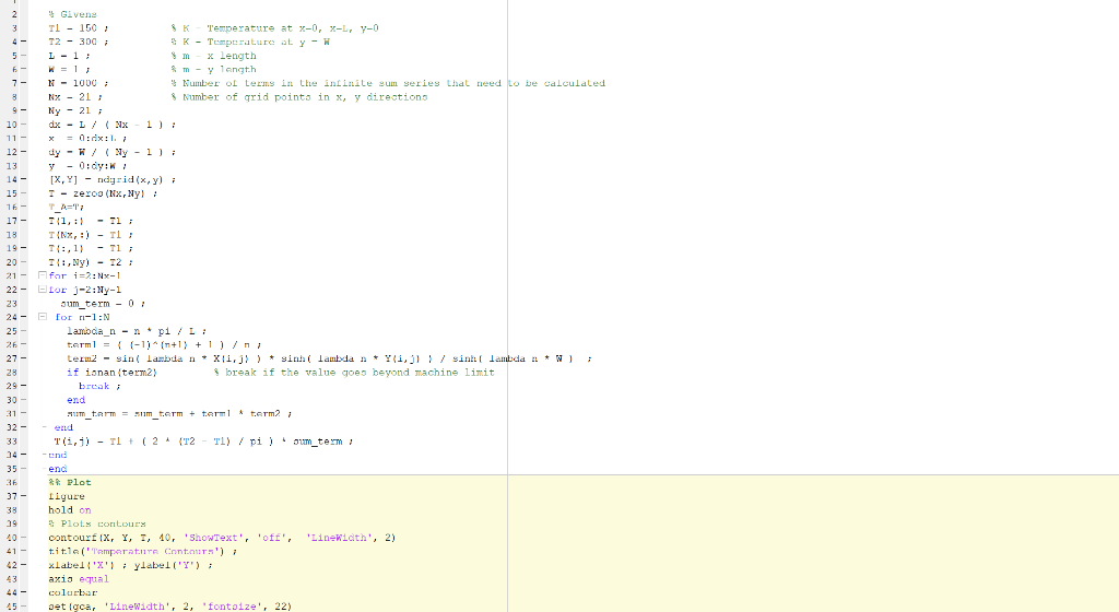 Solved Cond Contourf(T_A-T_B); T=flipud(T'); o Plot | Chegg.com