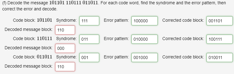 Solved (1 point) Consider the linear code with generator | Chegg.com