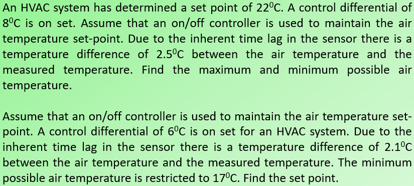 Solved An HVAC system has determined a set point of 22°C. A | Chegg.com