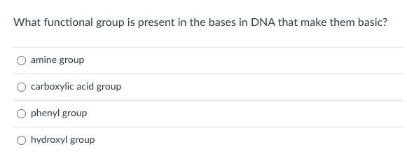 Solved What functional group is present in the bases in DNA | Chegg.com