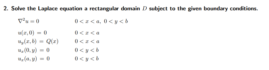 Solved 2. Solve the Laplace equation a rectangular domain D | Chegg.com