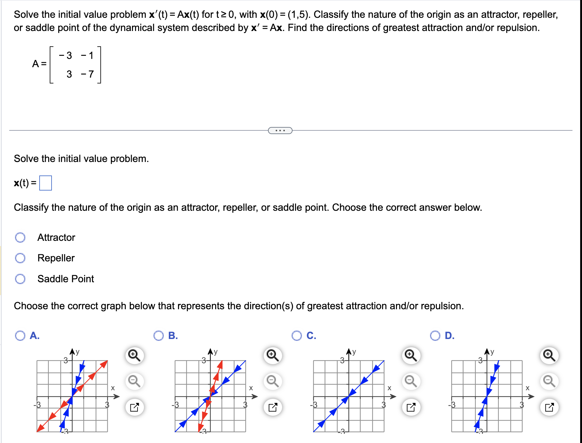 Solved Solve the initial value problem x′(t)=Ax(t) for t≥0, | Chegg.com