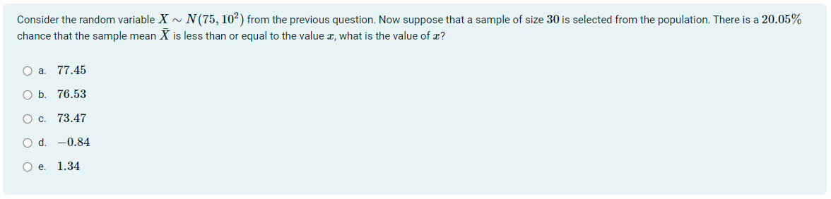 Solved Consider the random variable X∼N(75,102) from the | Chegg.com
