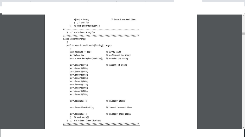 Solved In Java Language Modify The Insertionsort Method 8284