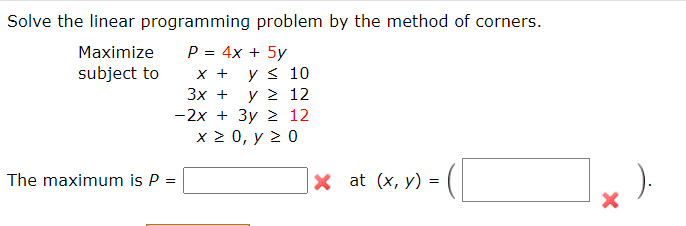Solved Solve the linear programming problem by the method of | Chegg.com