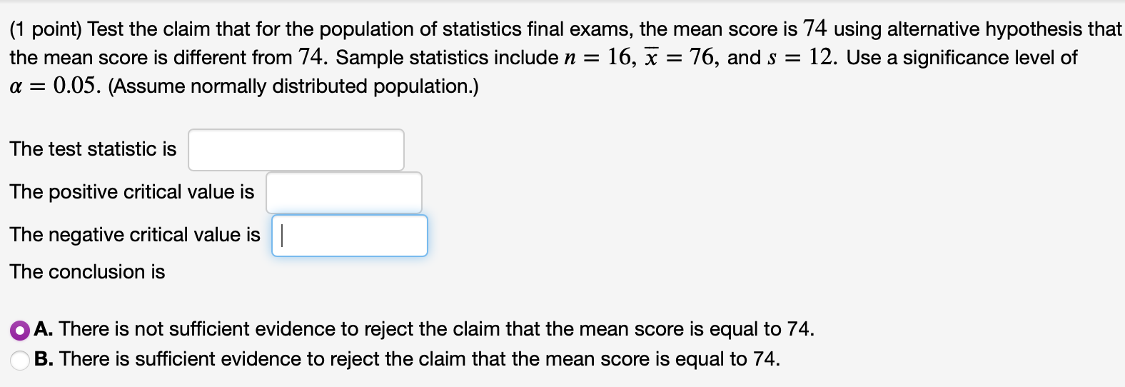 Solved (1 point) Suppose the scores of students on an exam | Chegg.com
