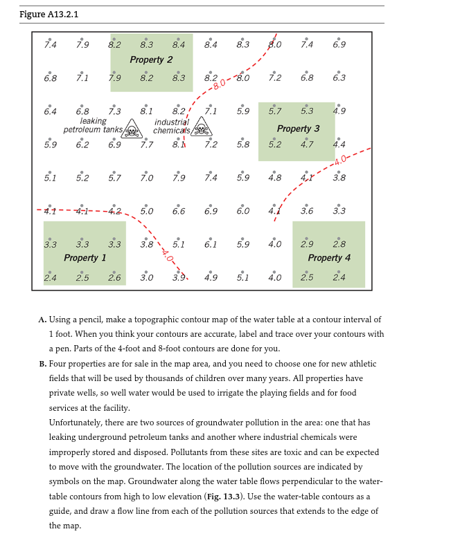 Solved A. Using a pencil, make a topographic contour map of | Chegg.com